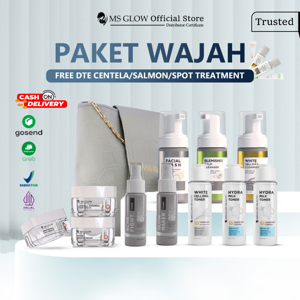 Jual MS GLOW PAKET WAJAH FREE PRODUK DAN POUCH | Shopee Indonesia
