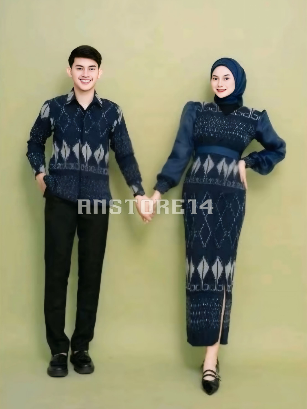 Jual ANSTORE14 - BAJU TENUN COUPLE KARTINI NAVY BUNGA - DREES COUPLE ...