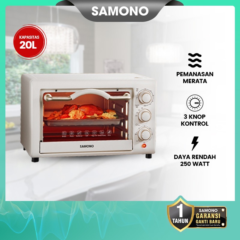 Jual SAMONO Elektrik Oven Toaster Low Watt Hemat Daya 20 Liter 3 Knob ...