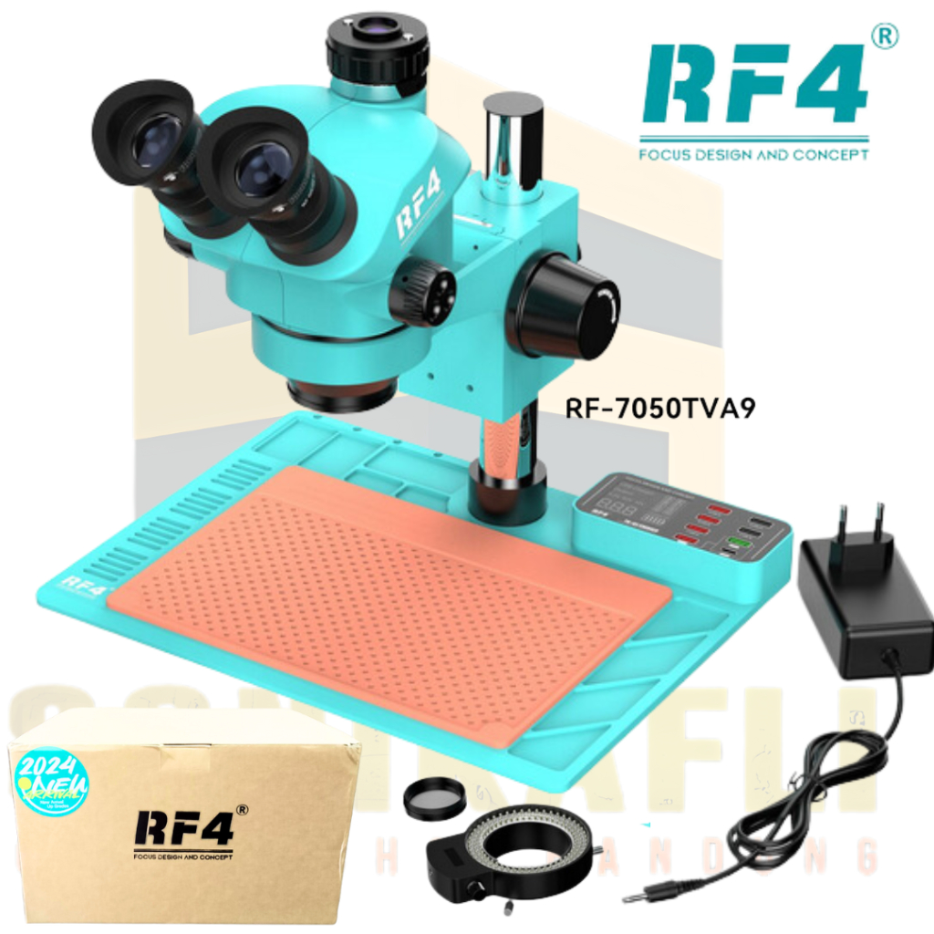 Jual RF4 RF-7050TVA9 7X-50X Synchronous Zoom Trinocular Stereo Microscope with USB Charging ...
