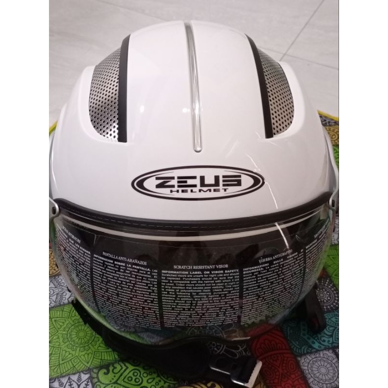 Jual HELM RETRO ZEUS ZS-218 WHITE SINGLE VISOR UKURAN M | Shopee Indonesia