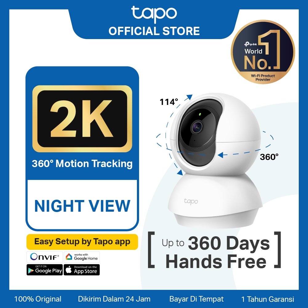 Jual TAPO C210 Smart IP Camera CCTV 2MP 2K Indoor Pan Tilt 360 horizontal 114 vertical WiFi ...