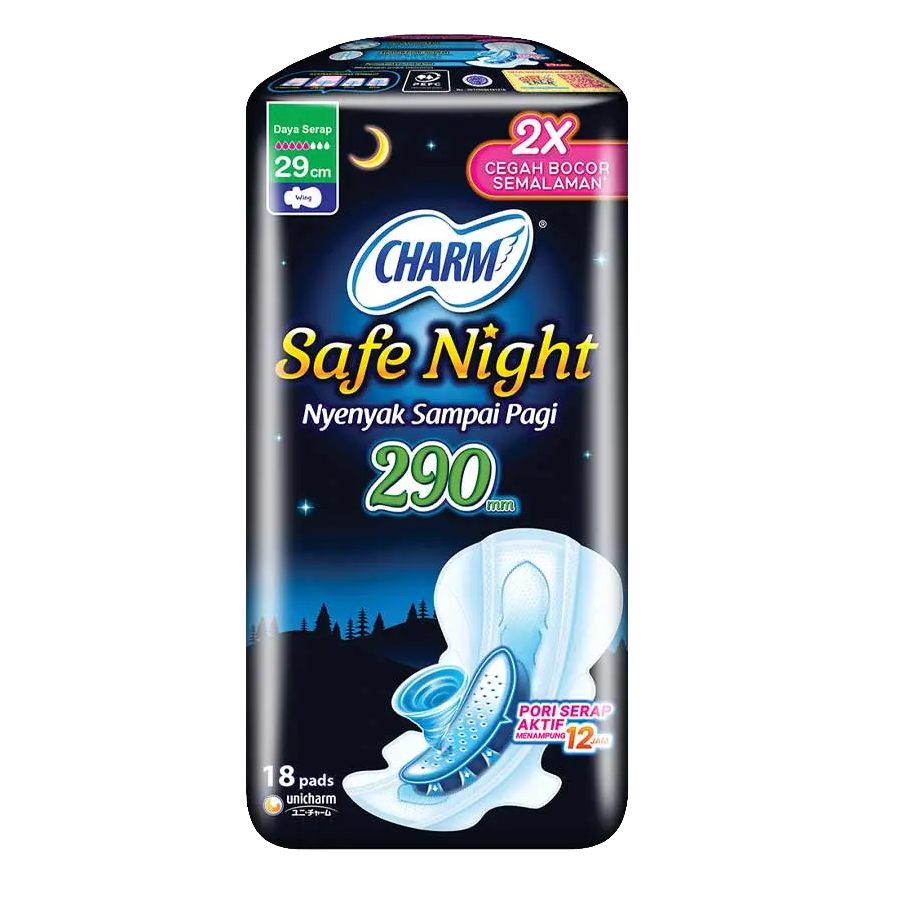 Jual Charm Safe Night Pembalut Wing 29cm 18pads | Shopee Indonesia