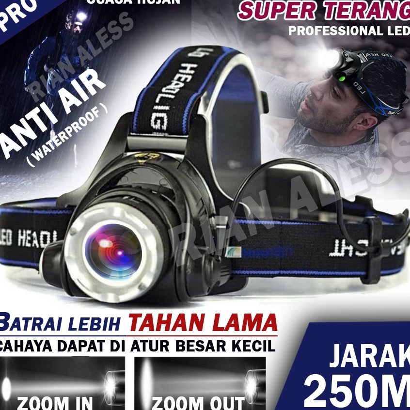 Jual Model Trending Senter Led Kepala Super Terang Anti Air Waterproof Lampu Senter Sentar ...