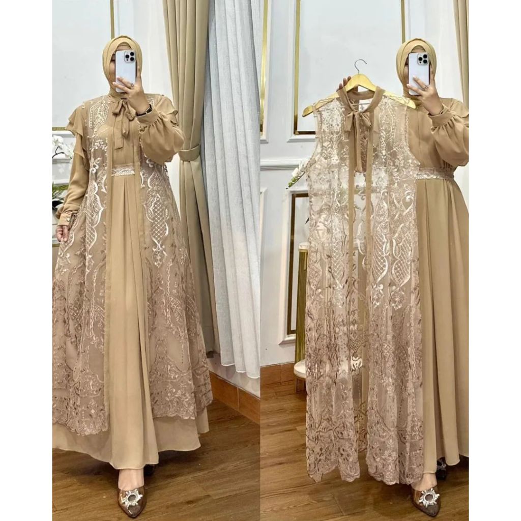 Jual Baju Gamis Pesta Nafisha Dress Muslim Outer Brukat Ceruty Babydoll Kondangan Wanita ...