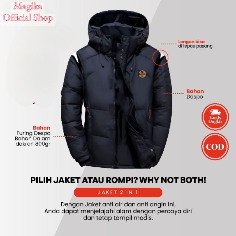 Jual Jaket Gelembung Kembung Multifungsi 2in1 Rompi Waterproof ...
