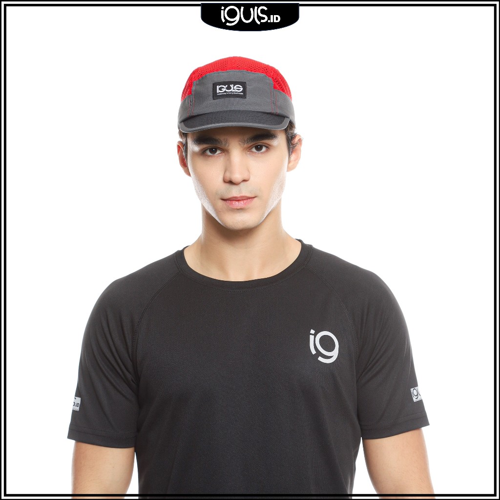 Jual Iguls.ID Topi Running Black Gray Mesh Red | Shopee Indonesia