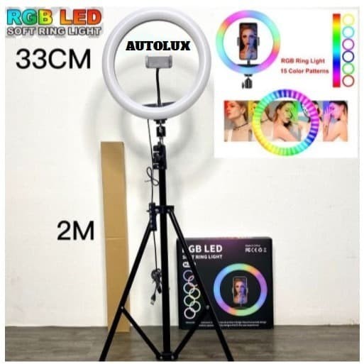 Jual Ring Light RGB Rainbow 33CM +Tripod Stand 2M TikTok Youtuber ...