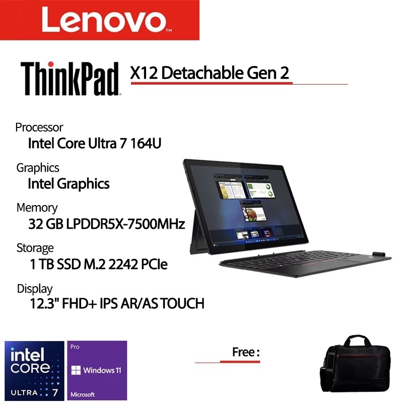 Jual Lenovo ThinkPad Gen2 X12 Detachable Ultra 7 164U 32GB 1TB Win11Pro ...