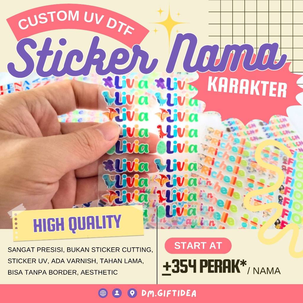 Jual Sticker UV Nama Berkarakter Nametag Tattoo Custom Print Cetak Nama ...