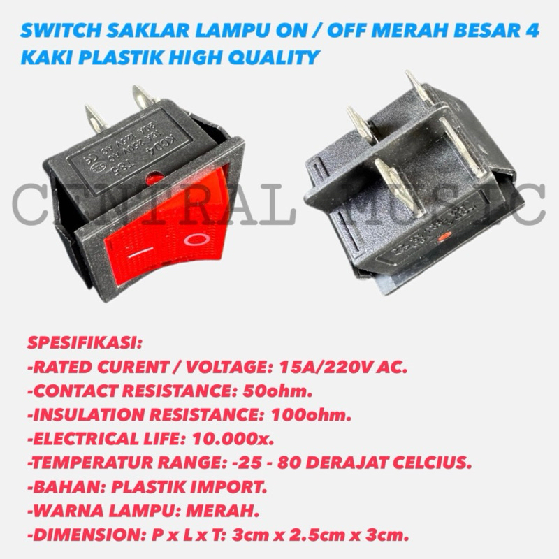 Jual SAKLAR POWER PUSH LAMPU ON / OFF MODEL BESAR 4 KAKI KUALITAS BAGUS ...