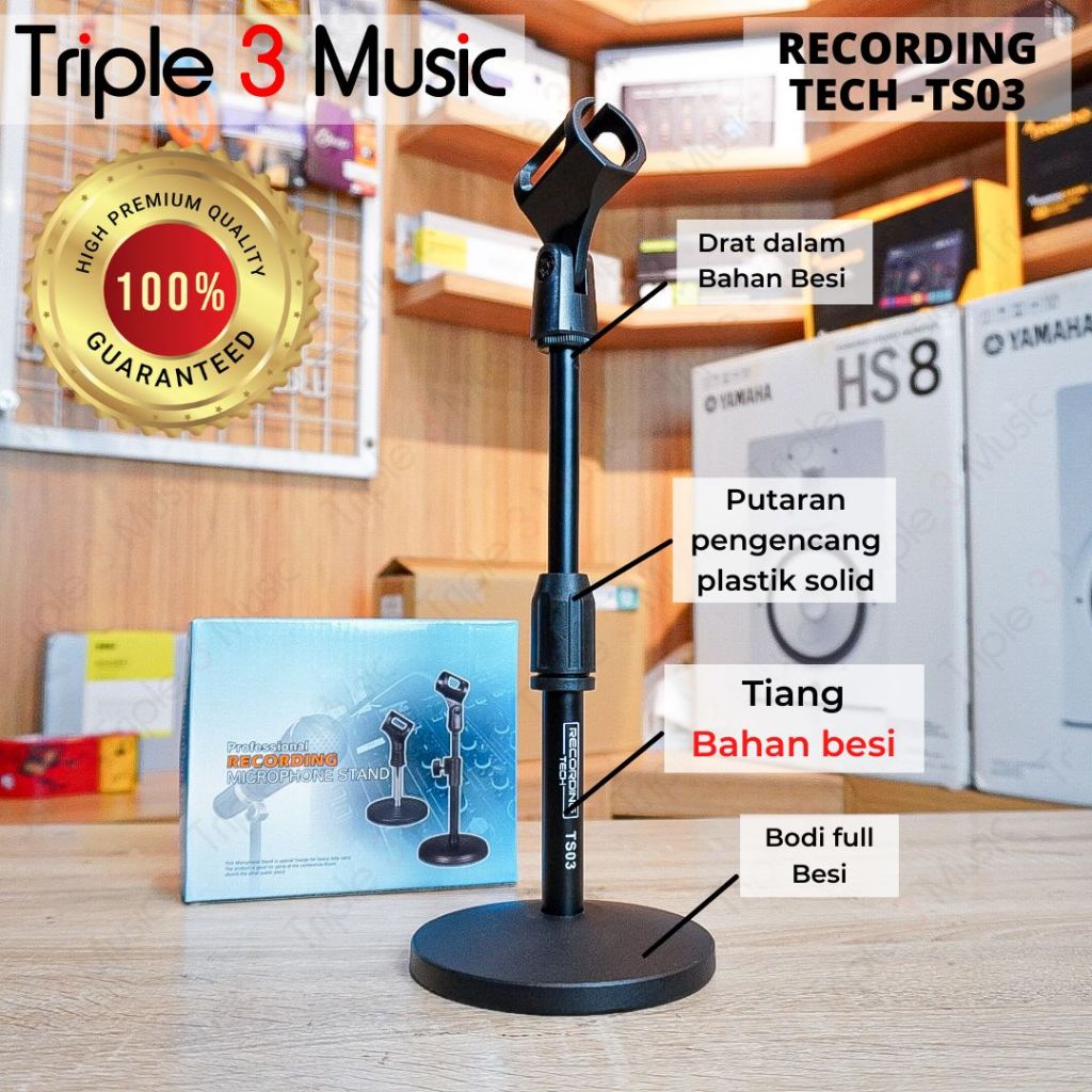 Jual RECORDING TECH TS03 STAND MIC MEJA Podcast podium premium bahan ...