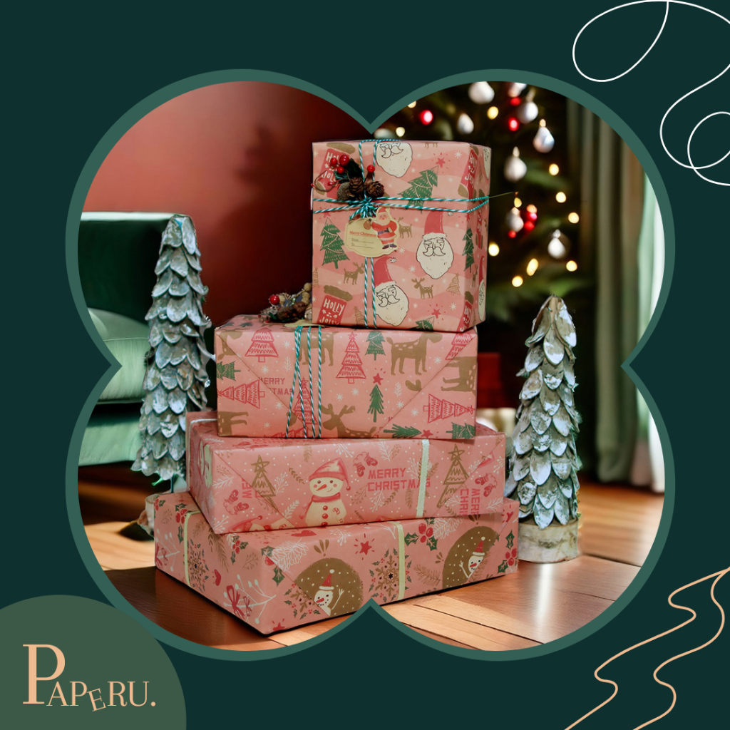 Jual [Paperu] Pinky Christmas Wrapping Paper Kraft Paper Xmas Kertas ...