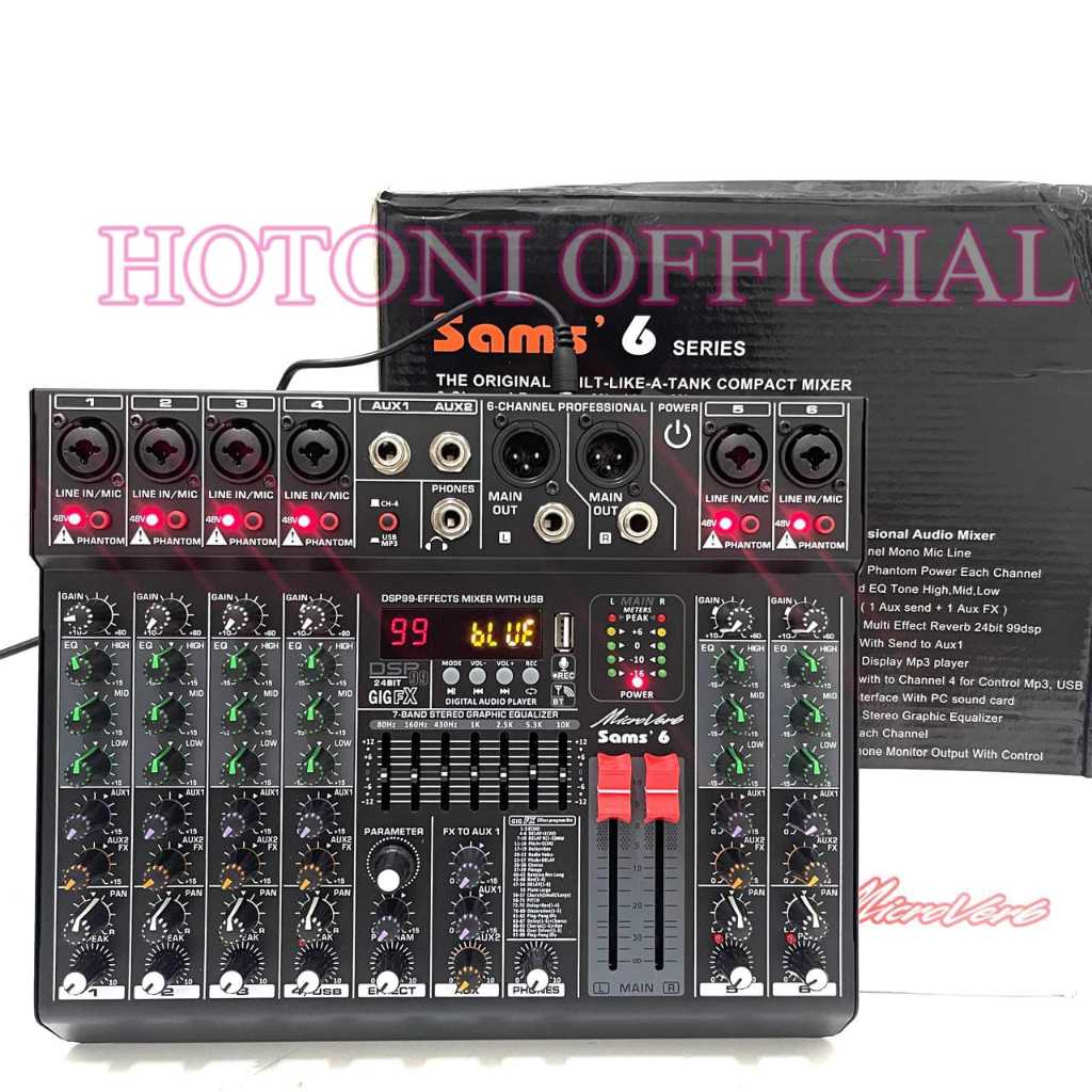 Jual Mixer Audio Microverb Sams 6 Original 6 Channel Bluetooth ...