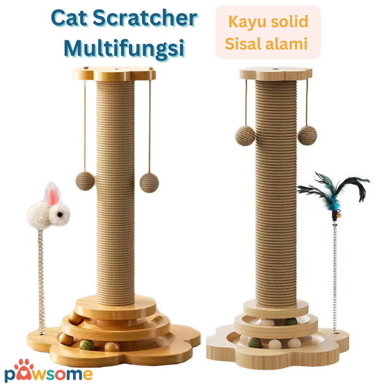 Jual PAWSOME Garukan kucing kayu sisal dengan mainan interaktif - 2 ...