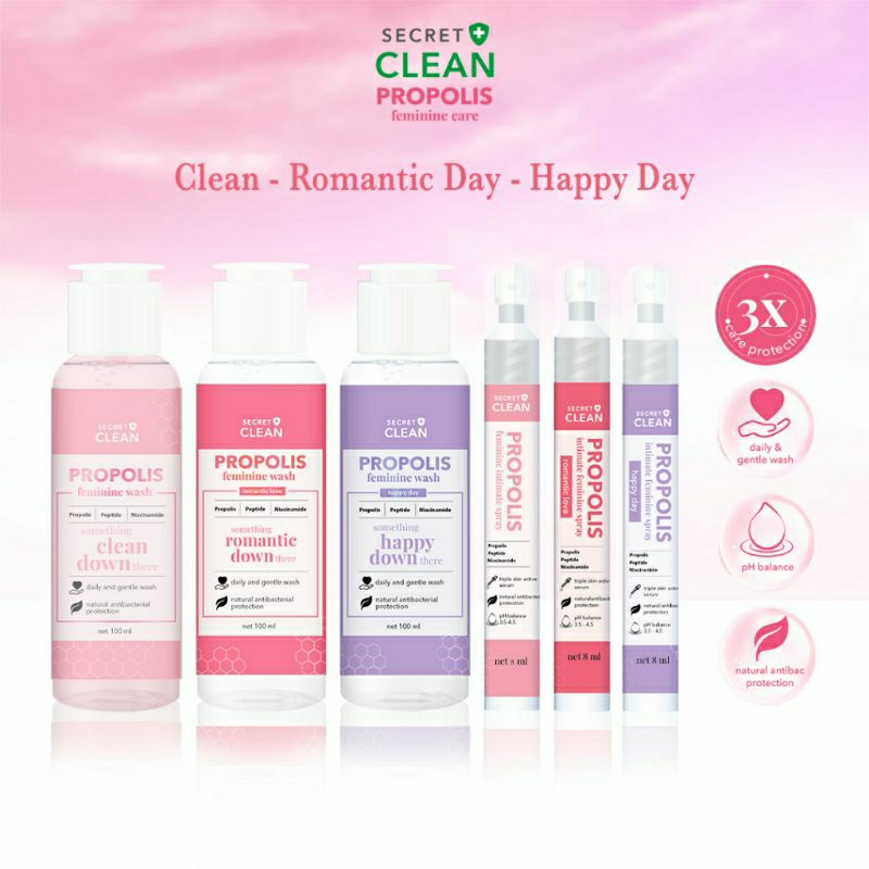 Jual Secret Clean Propolis Feminine Wash 100ml & spray 8ml - 3 Varian ...