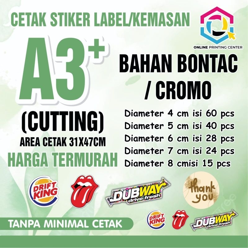 Jual CETAK STIKER BONTAC CHROMO + CUTTING UKURAN A3+ TERMURAH ...