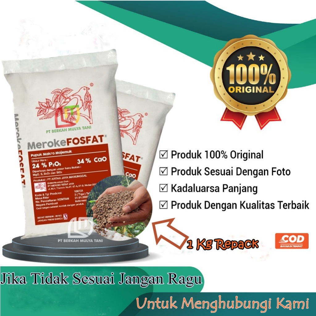 Jual Pupuk Meroke Fosfat 1 Kg Repack Pemacu Pertumbuhan Tanaman ...