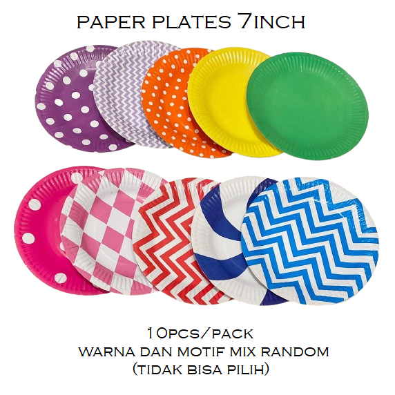 Jual Paper Plates Polos / Piring Pesta Kertas 7inch Motif Warna Mix ...