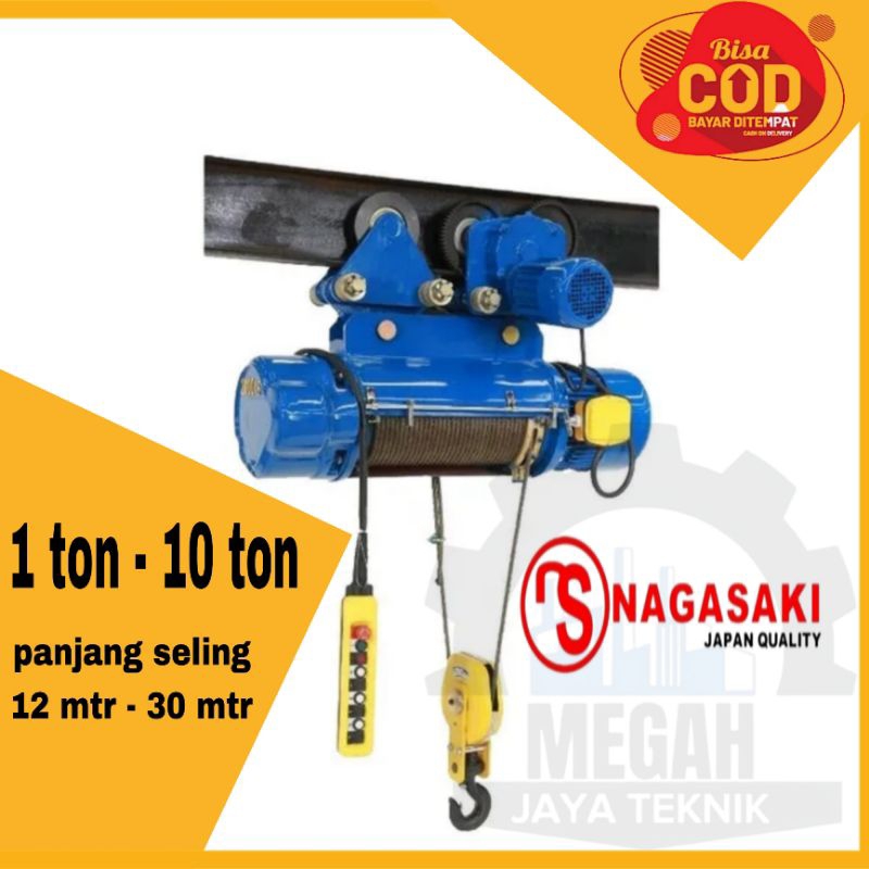 Jual ELECTRIC WIRE ROPE HOIST 1 TON 30 MTR WITH ELECTRIC TROLLY 3 PHASE ...