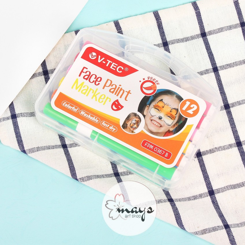 Jual V-TEC Face Paint Marker Set Isi 12 Warna - Spidol Muka Wajah ...