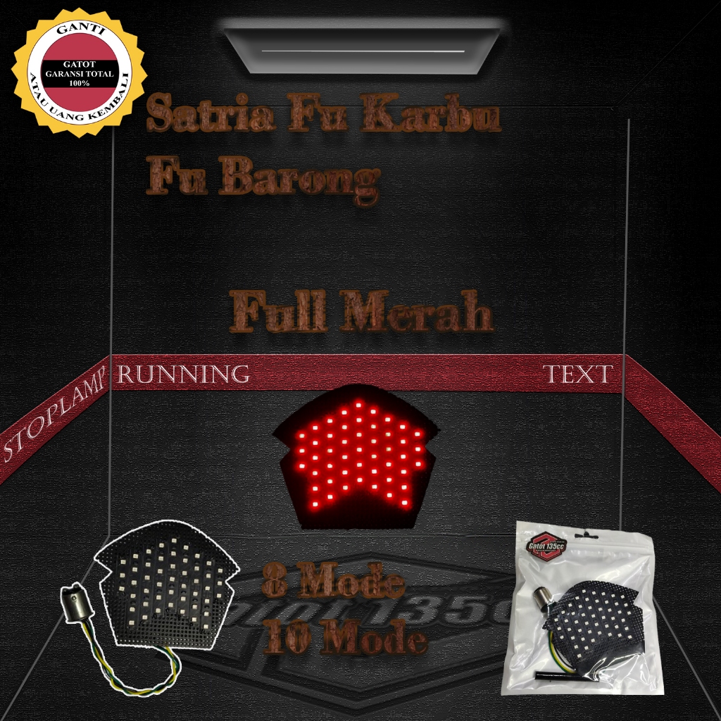 Jual Stoplamp LED running Satria FU Karbu FU Barong motif FULL MERAH 8 ...