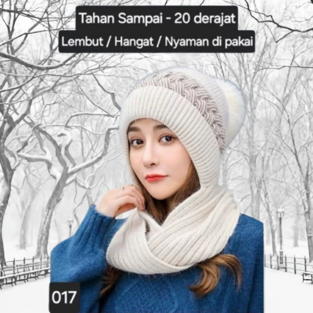 Jual Topi kupluk syal wanita winter musim dingin salju tebal wanita | Shopee Indonesia