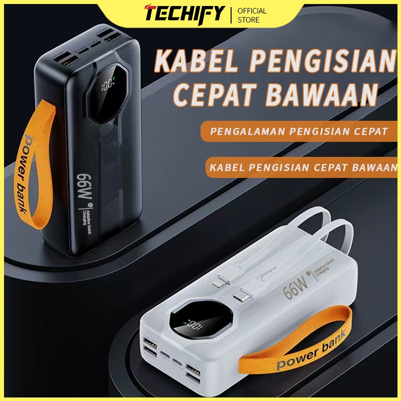 Jual Power Bank 100000mAh PD Fast Charging Powerbank Kabel Terintegrasi ...