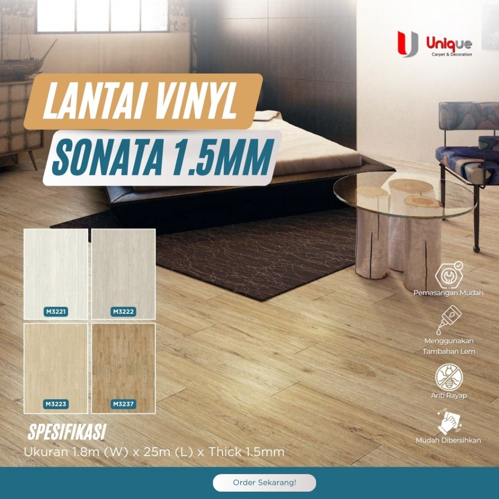 Jual Karpet Vinyl Lantai Murah Motif Kayu / Tebal 1,5mm Vinyl Sonata ...
