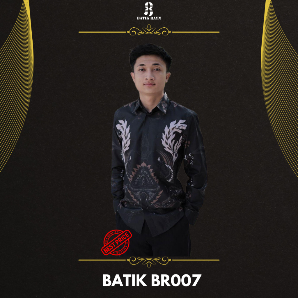 Jual Kemeja Baju Batik Pria Motif BR007 burung Hitam Katun Premium Lapis Furing Lengan Panjang ...