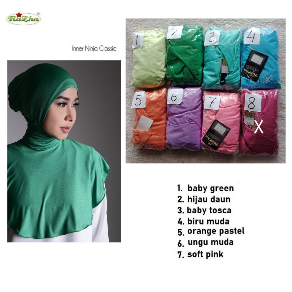 Jual diskon razha Ninja classic dalaman jilbab resleting | Shopee Indonesia
