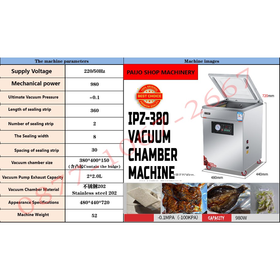 Jual MESIN VAKUM VACUUM KEMASAN PLASTIK CHAMBER DZ-380 | Shopee Indonesia