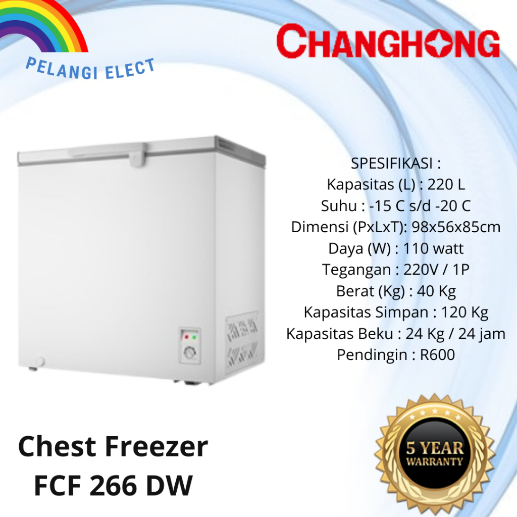 Jual Changhong Chest Freezer FCF266DW Kapasitas 210 Liter | Shopee ...