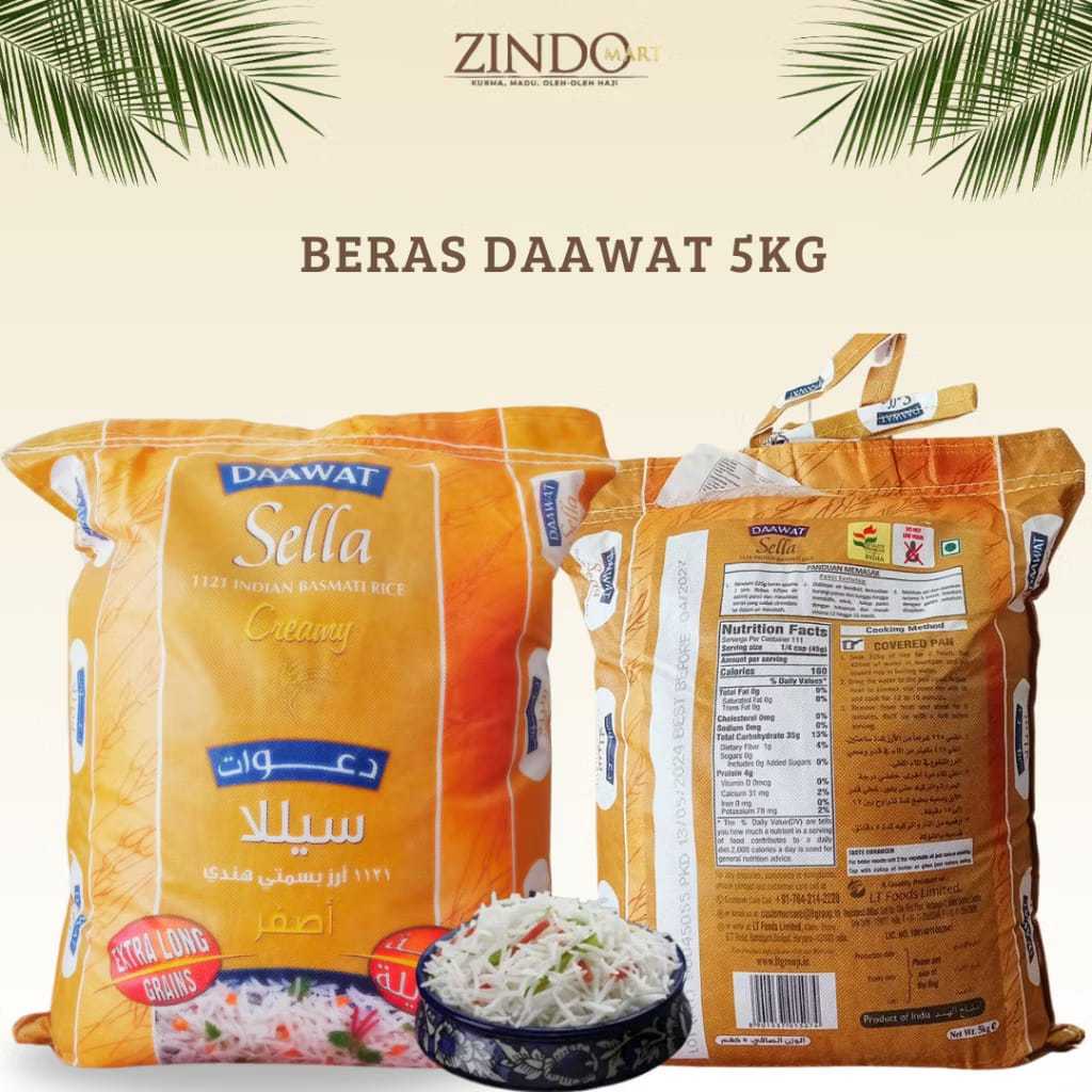 Jual BERAS BASMATI DAAWAT CREAMY SELLA 5KG/BASMATI RICE | Shopee Indonesia