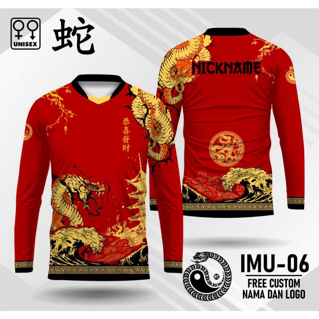 Jual Jersey imlek shio ular lengan panjang kaos imlek shio ular baju ...