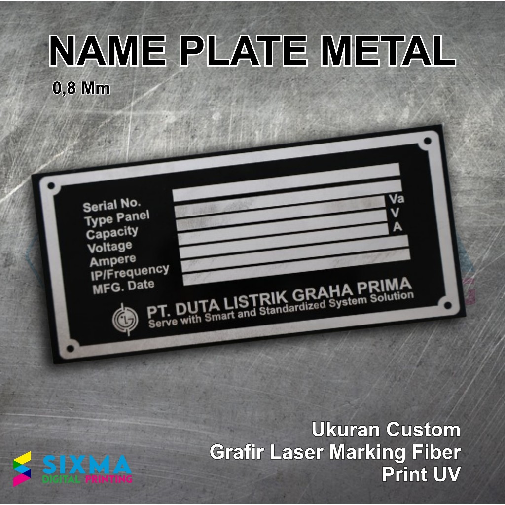 Jual Name Plate Plat stainless 0,8mm 0,6mm label mesin plat panel ...