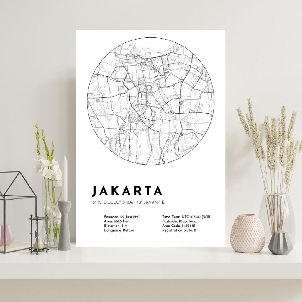 Jual Hiasan DInding City Map Poster dekorasi gambar rumah kota cafe ...