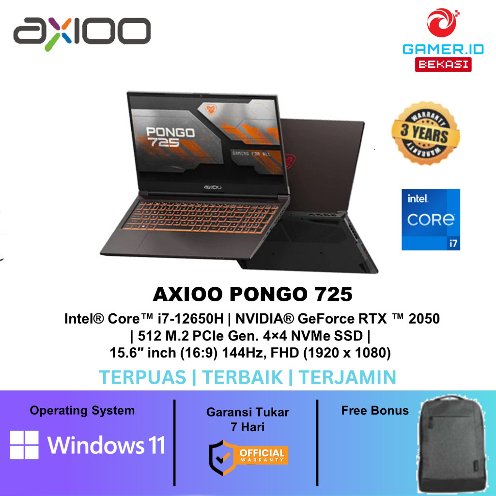 Jual Axioo Pongo 725 i7 12650H RTX2050 4GB Ram 16GB 512GB Windows 11 ...