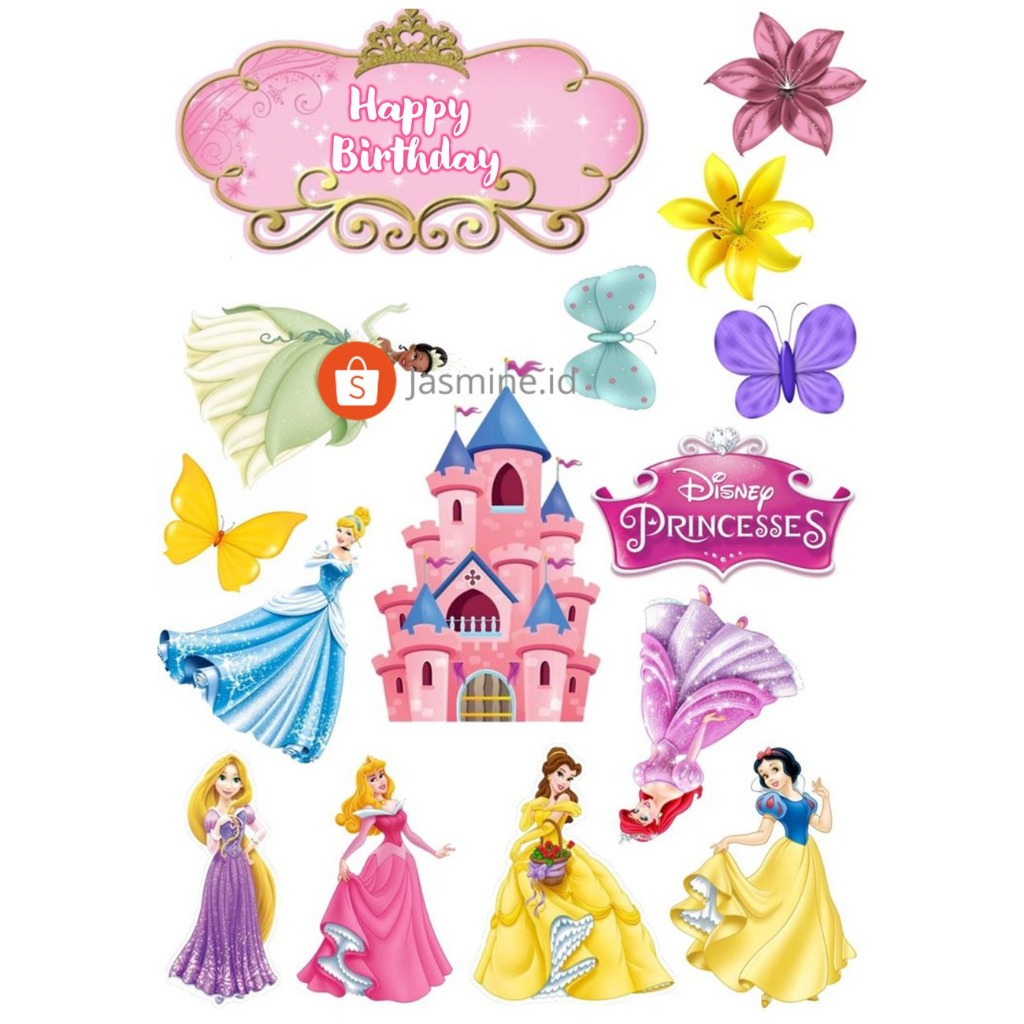 Jual TOPPER Custom PRINCESS/Hiasan Kue ULTAH tema Princess | Shopee ...