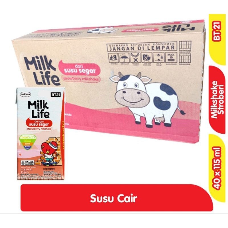 Jual Milk Life Susu UHT Strawberry Milkshake 40 x 115 ml | Shopee Indonesia