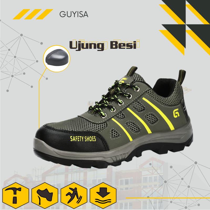 Jual Guyisa Sepatu Sneakers Safety Sport Green Army | Sepatu Safety ...