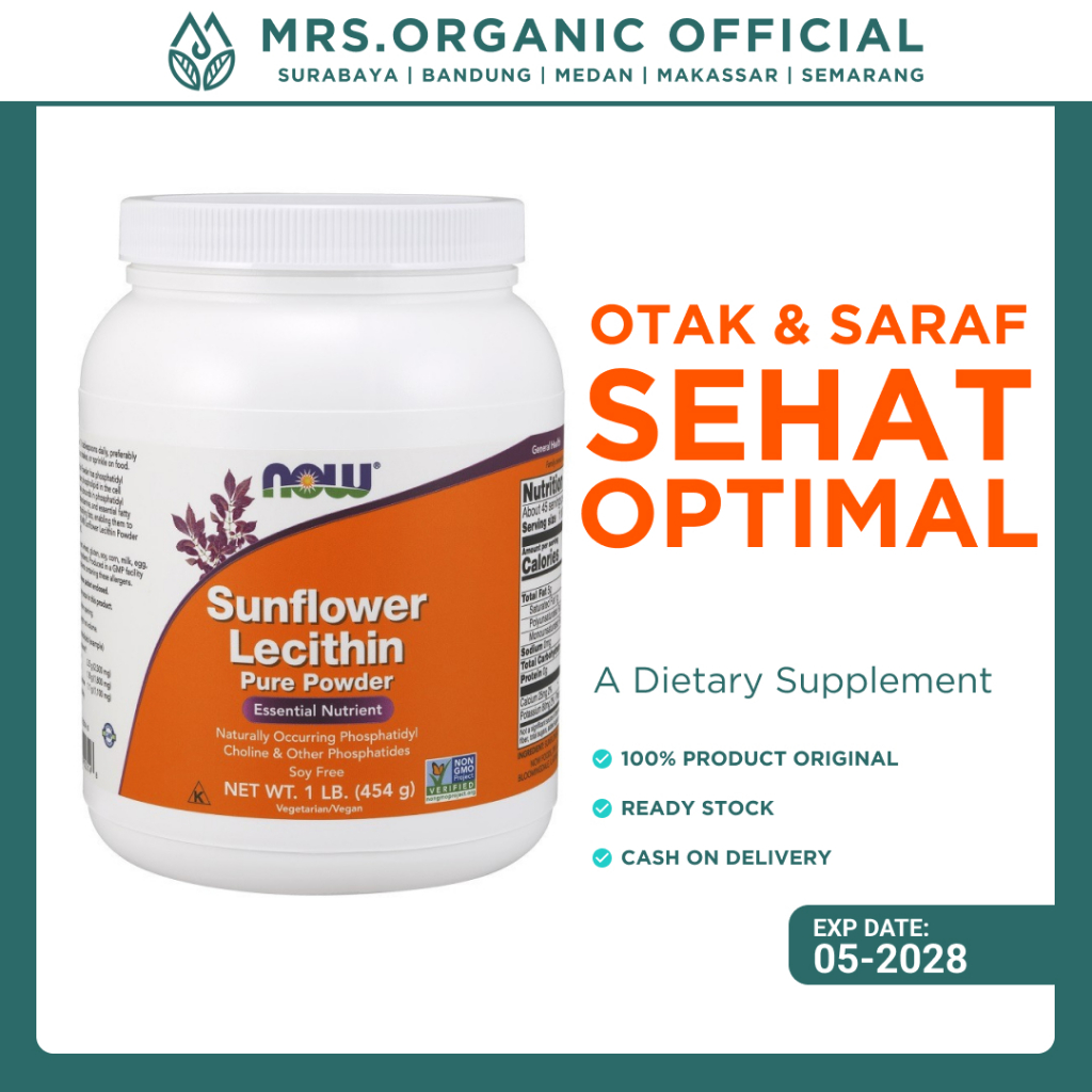 Jual Suplemen Vitamin Now Foods Sunflower Lecithin Pure Powder 454g ...