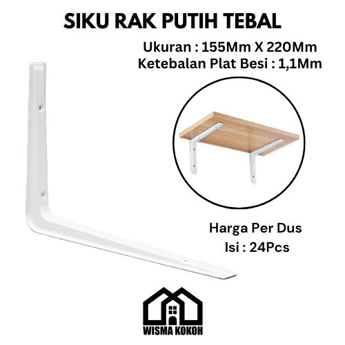 Jual 1 DUS (24 PCS) SIKU RAK PUTIH L / BESI SIKU RAK DINDING TEBAL ...