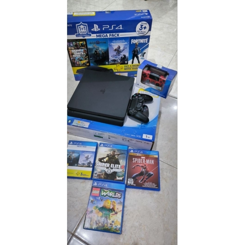 Jual Playstation 4 / PS4 (BEKAS) // 1TB ORI + 1 DUAL SHOCK MERAH + 5 ...