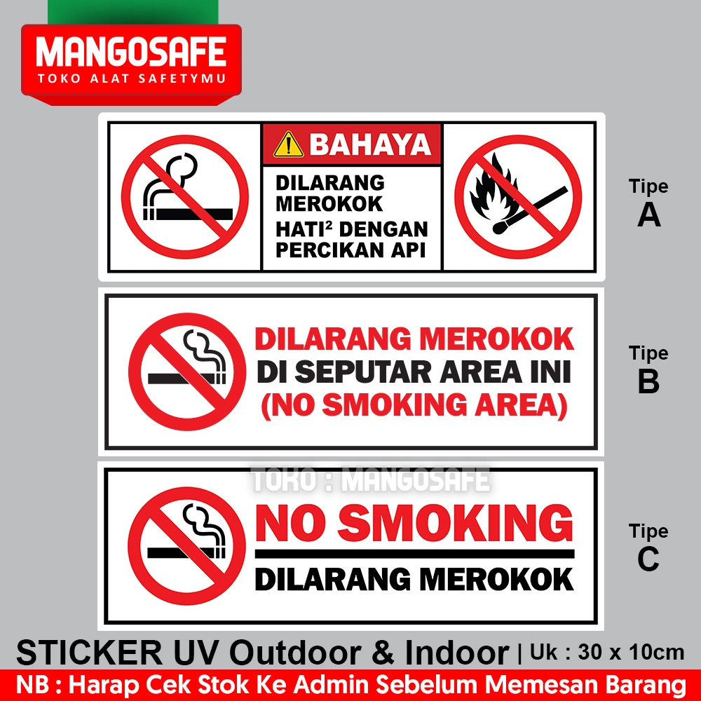 Jual Stiker Dilarang Merokok Di Seputar Area ini No Smoking Bahaya Hati ...