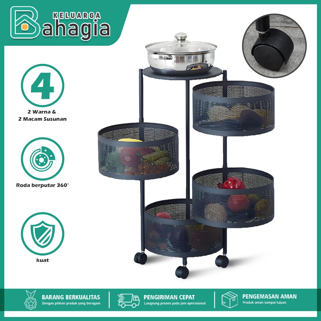 Jual [KB] Rak Troli Putar Dapur Bahan Besi Serbaguna Tingat Model Bulat ...