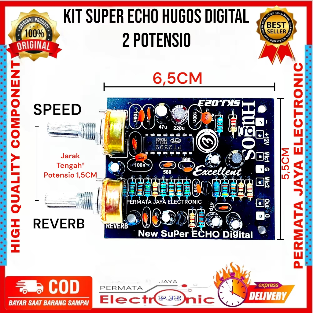 Jual KIT TONE CONTROL ECHO DIGITAL NEW HUGOS REVERB | Shopee Indonesia