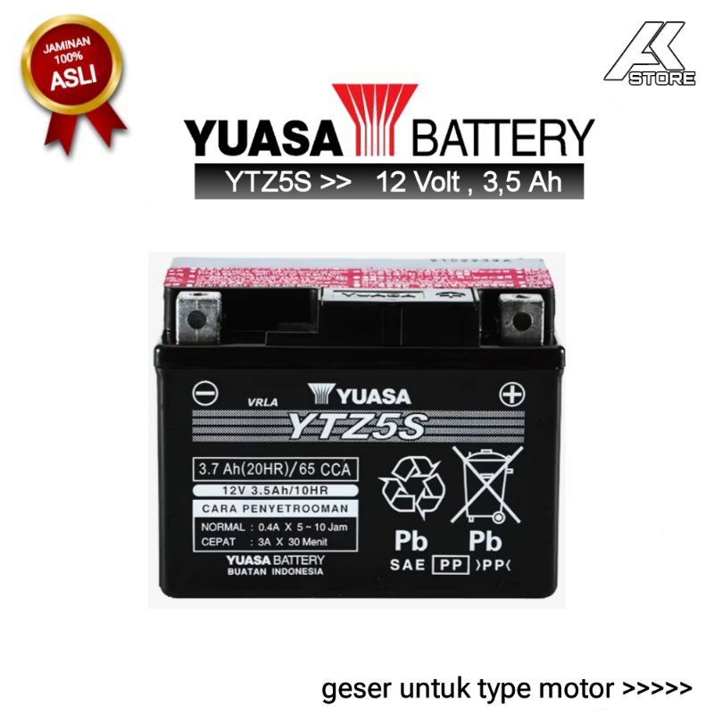 Jual AKI MOTOR YUASA YTZ5S MF ORIGINAL | Aki Kering yuasa untuk motor | Shopee Indonesia