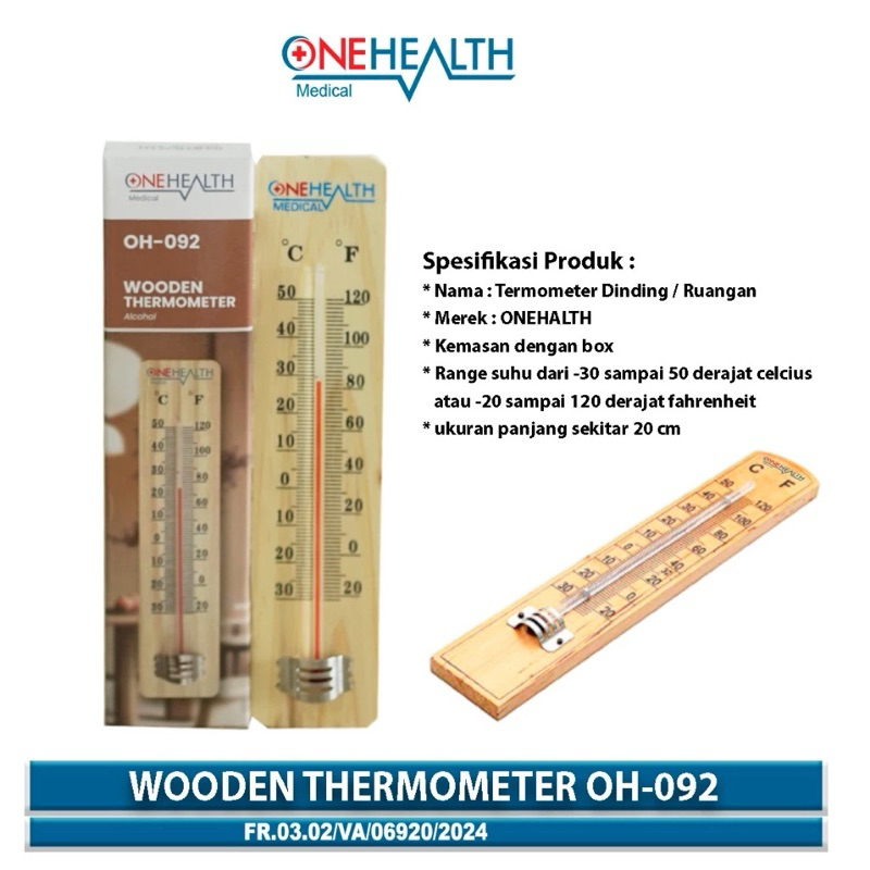 Jual Thermometer Ruangan Model Kayu Onehealth / Termometer Wooden ...