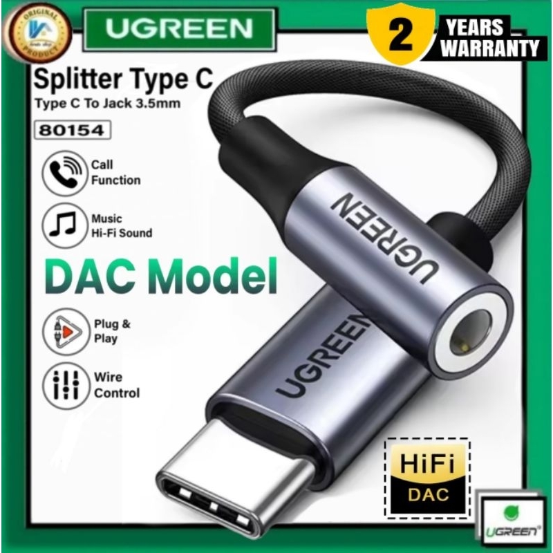 Jual UGREEN Audio adapter splitter USB C to Jack 3.5mm DAC Chip Hifi ...